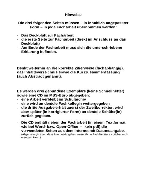 Das Deckblatt Deiner Facharbeit Mit Word Vorlage Erstellen Doc