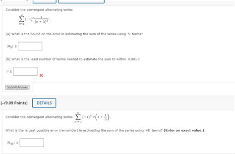 solved consider the convergent alternating series 1 n