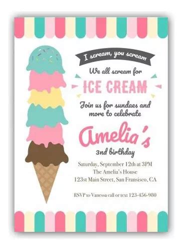 Invitaciones En F Sico Y Digital De Helado En Venta En La Piedad