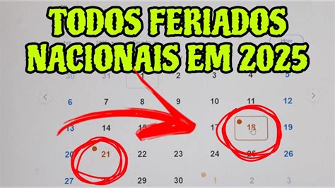 FERIADOS NACIONAIS 2025 QUANTOS FERIADOS TEM EM 2025 YouTube