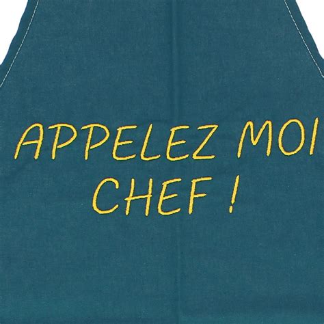 Tablier de cuisine Emmanuel Création APPELEZ MOI CHEF Bleu vert