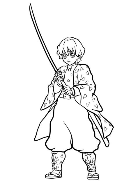 Coloriage Tomioka Demon Slayer télécharger et imprimer gratuit sur