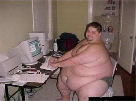 Really Fat Guy On Computer Blank Template Imgflip