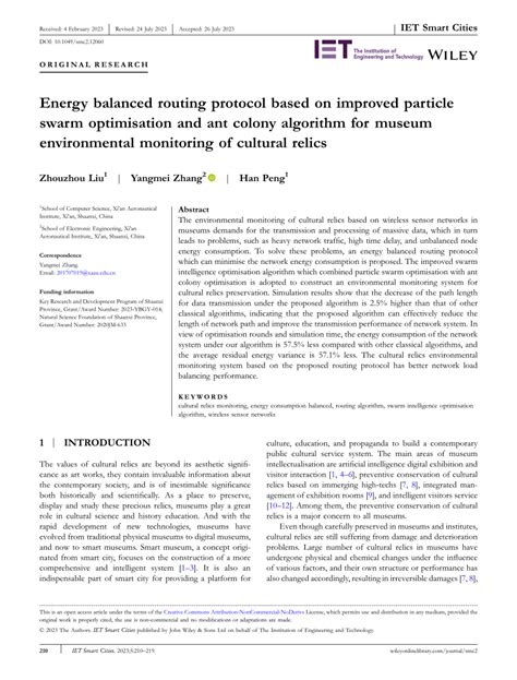 pdf energy balanced routing protocol based on improved particle swarm optimisation and ant