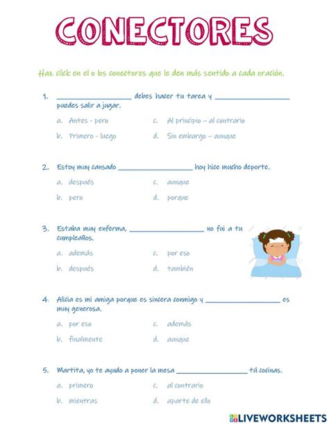 Ficha conectores 3ro básico worksheet Conectores temporales
