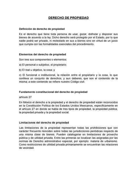 Derecho De Propiedad DERECHO DE PROPIEDAD Definición de derecho de