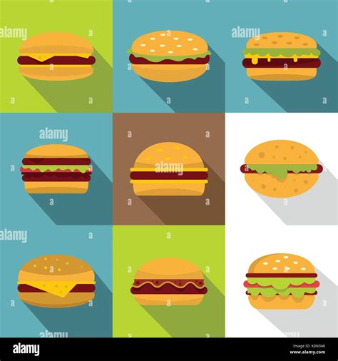 Fast Food Icons Set Flat Style Stock Vector Image Art Alamy