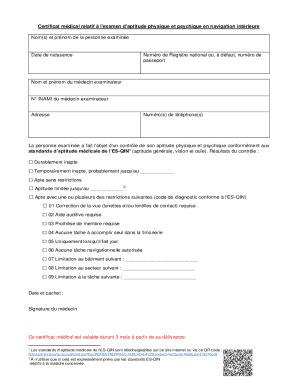 Remplissable En Ligne Certificat Mdical Relatif L Examen D Aptitude