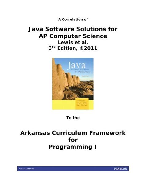 Java Software Solutions For Ap Computer Science Pearson