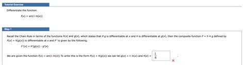 solved differentiate the function f x sin 6ln x step 1