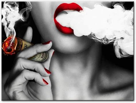 Woshishui Canvas Wall Picture Wall Art Sexy Girl Smoking A Cigar Posters And Prints Art