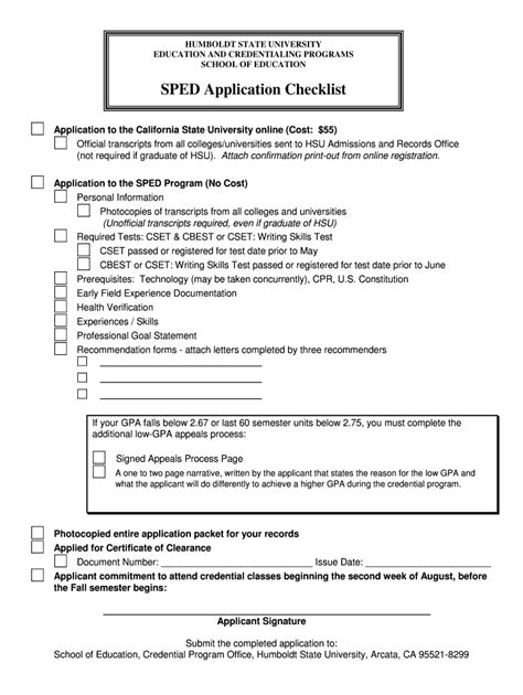 Fillable Online SPED Application Checklist Fax Email Print PdfFiller
