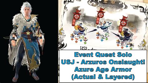 Mh Rise Event Quest Solo Usj Arzuros Onslaught Azure Age Armor