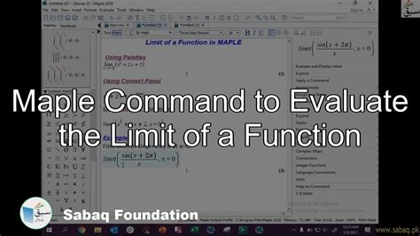 maple command to evaluate the limit of a function math lecture sabaq pk youtube