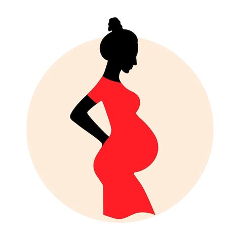 Silueta De Una Mujer Embarazada Con Un Vestido Rojo Brillante Vector