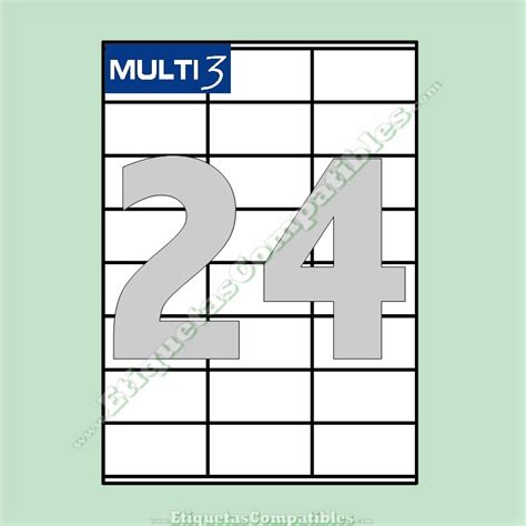 100 Hojas A4 Multi3 Con 24 Etiquetas De 70 X 36 Mm