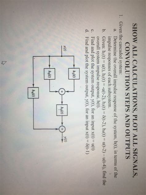 solved show all calculations plot all signals convolution