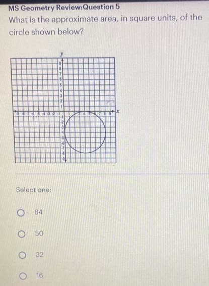 MS Geometry Review Question 5 What Is The Approximate Area In Square