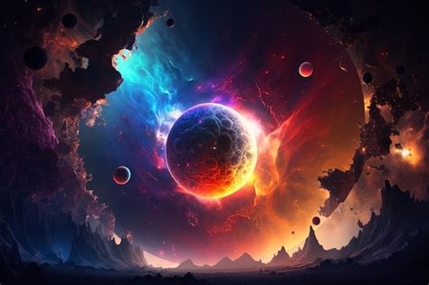 Un Planeta Con Una Nebulosa Y Estrellas Al Fondo Foto Premium