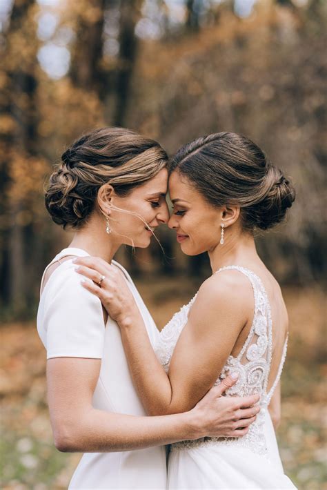 This Romantic Fall Wedding Has Some Seriously Gorgeous Foliage Lesbian Wedding Lesbian