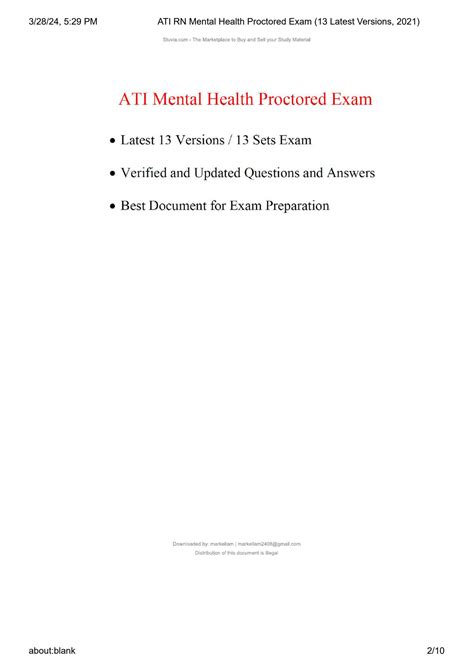 SOLUTION Ati Rn Mental Health Proctored Exam 13 Latest Versions 2021