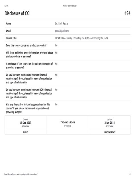 Fillable Online Disclosure Of COI Fax Email Print PdfFiller