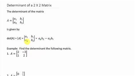 determinant of a 2x2 matrix youtube