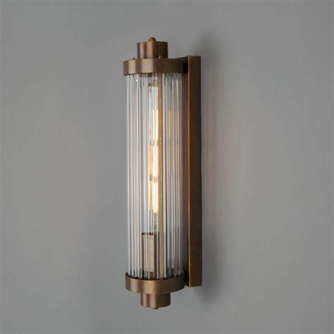 Louise Vintage Rippled Glass And Brass Bathroom Wall Light Mullan