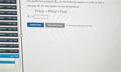 Solved The Equilibrium Constant Kp For The Following Chegg