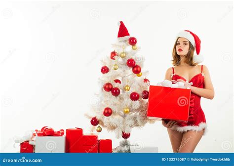 Attractive Christmas Girl In A Sexual Lingerie Naked Body Seasonal