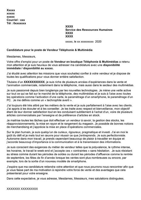 Lettre de Motivation Vendeur Téléphonie Multimédia Lettre de