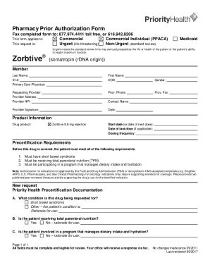 Fillable Online Pharmacy Prior Authorization Form Request
