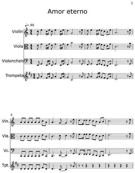 Amor Eterno Sheet Music For Violin Viola Cello Trumpet