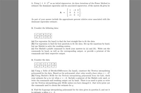 solved 1 using 1 1 0 11t as an initial eigenvector do