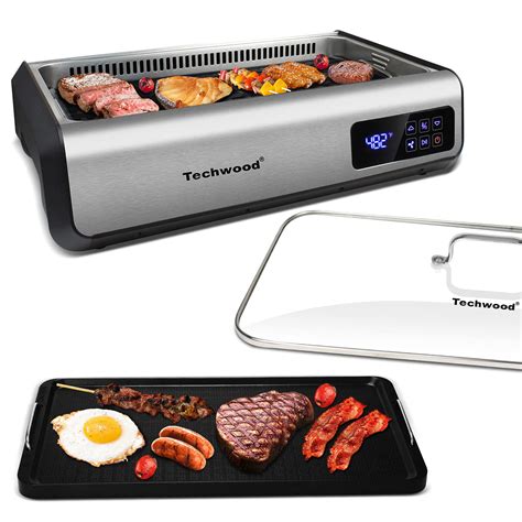 Buy Indoor Smokeless Grill Techwood 1500W Electric Grill With Tempered