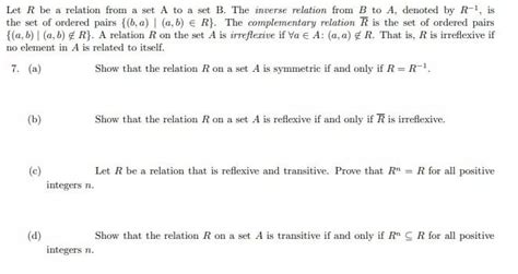 solved let r be a relation from a set a to a set b the