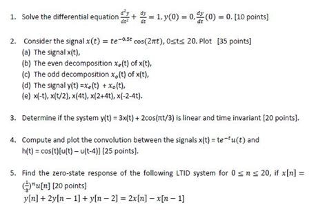 solved solve the differential equation d2y dt2 dy dt