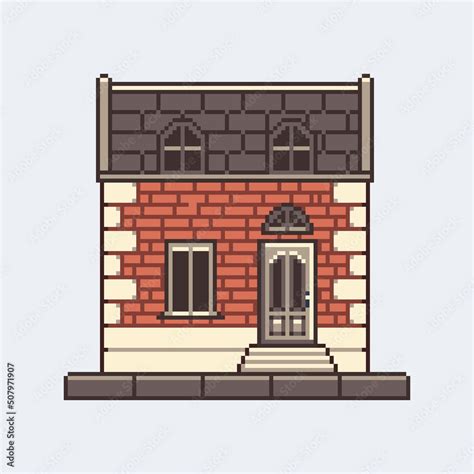 Brick House Pixel Art Brickwork Cottage Traditional Architecture 8