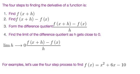 solved the four steps to finding the derivative of a