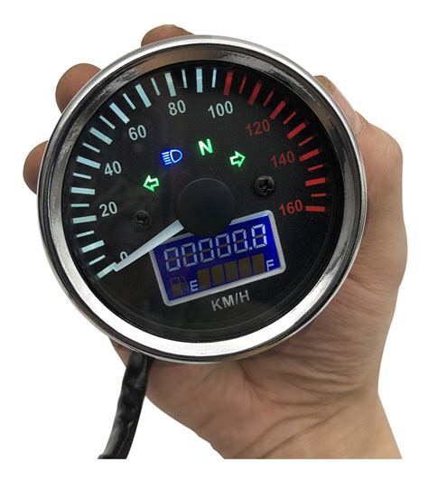 Negro Universal 12v Motocicleta Velocímetro Led Digital Meses sin