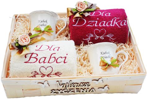 Oryginalny zestaw ręczników z porcelaną prezent dla Babci i Dziadka