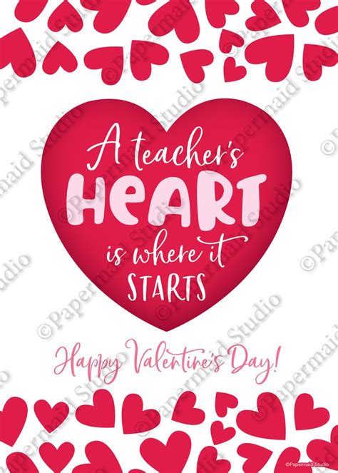 Printable Teacher Valentine Card Valentines Day Card Etsy