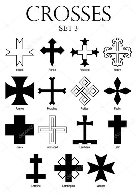 Conjunto De Cruces Con Nombres Sobre Fondo Blanco Tama O A Imagen