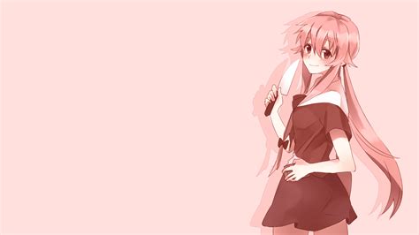 Wallpaper Illustration Anime Girls Mouth Mirai Nikki Gasai Yuno Pink Yandere Mangaka