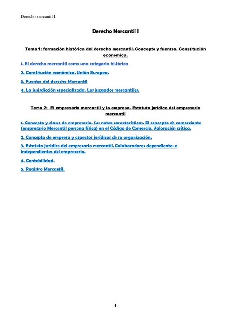 Solution Derecho Mercantil I Tema Formaci N Hist Rica Del Derecho