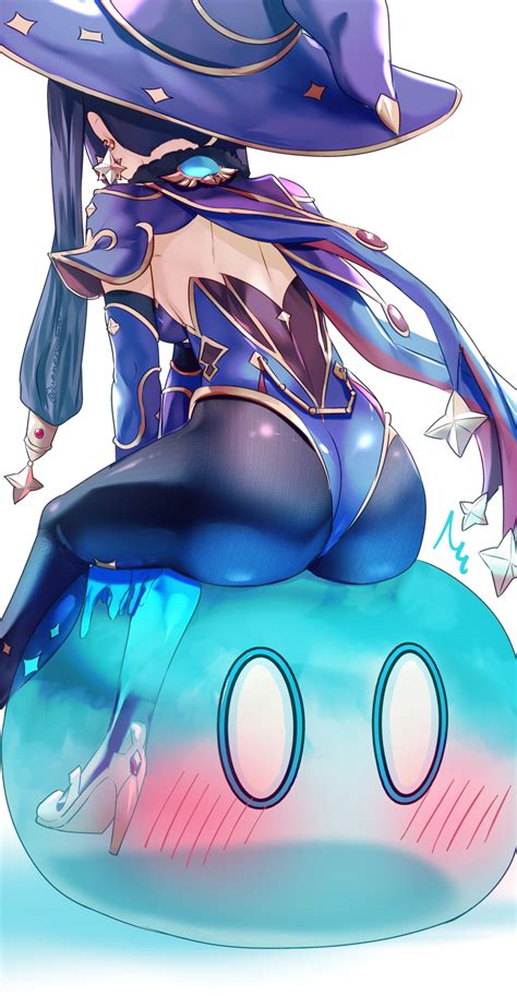 Mona And Slime Genshin Impact Drawn By Uenoryoma Danbooru