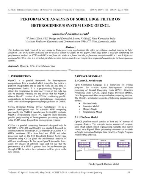 performance analysis of sobel edge filter on heterogeneous system using opencl pdf