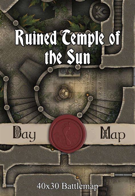 40x30 Battlemap Ruined Temple Of The Sun Seafoot Games Ruins