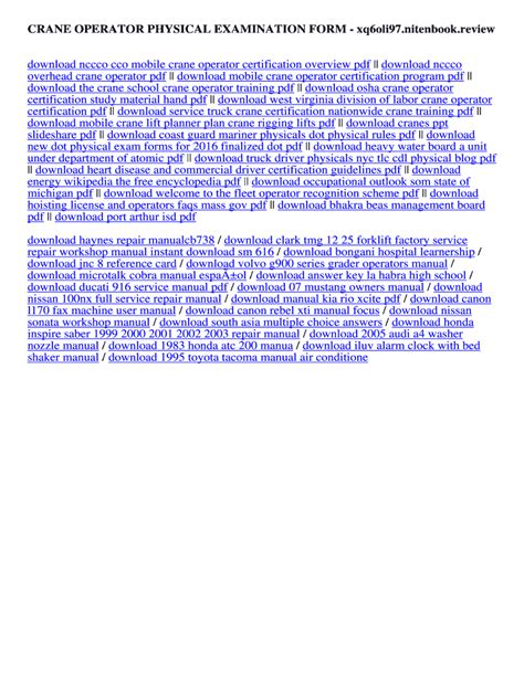 Fillable Online Xq6oli97 Nitenbook CRANE OPERATOR PHYSICAL EXAMINATION