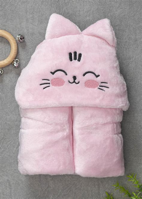 Cobertor Microfibra Capuz Rosa Gatinha Ropek Moda Bebê